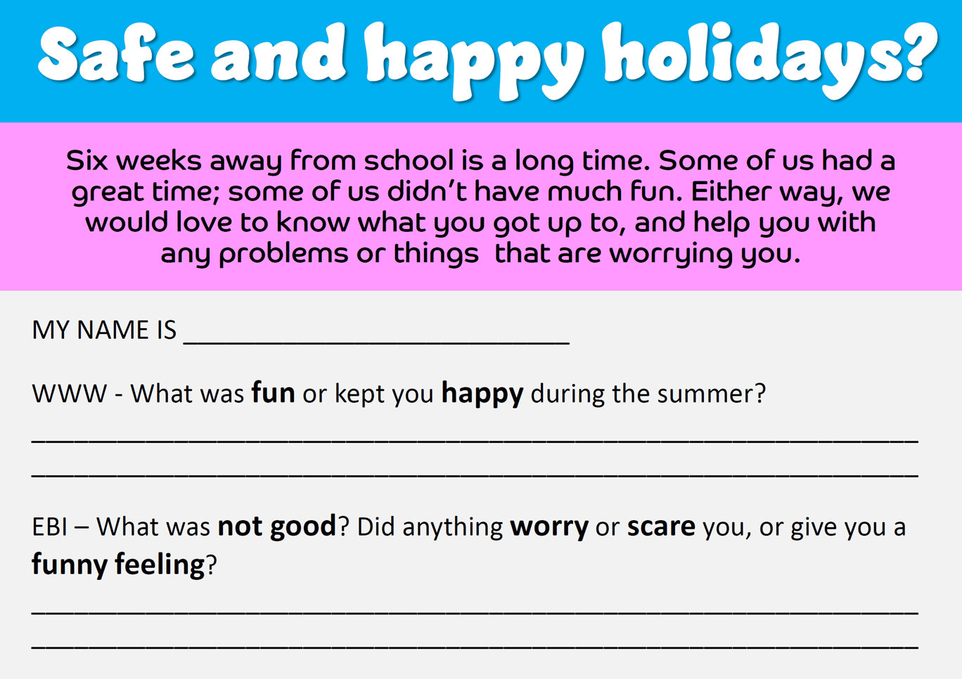 Safe and happy holidays? Survey to facilitate disclosures